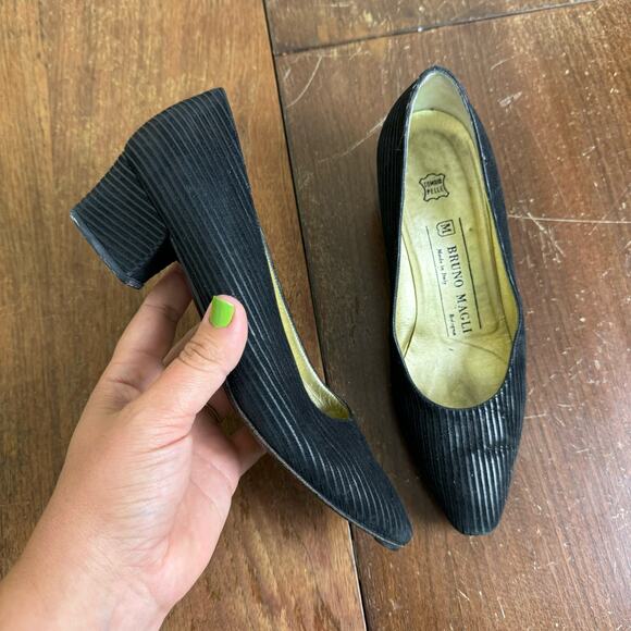 Bruno Magli | Shoes | Bruno Magli Vintage Italian Suede Black Leather ...